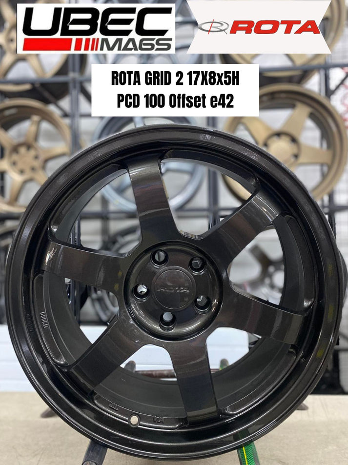 ROTA GRID 2 17X8x5H/100 Flat Black – UbecMags