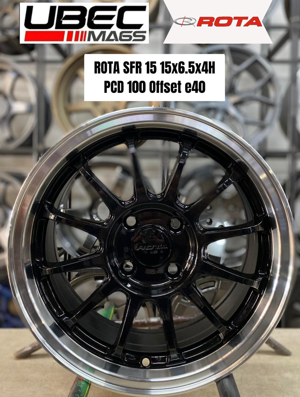 ROTA SFR 15X6.5X4H/100 RL Yamaha Black – UbecMags