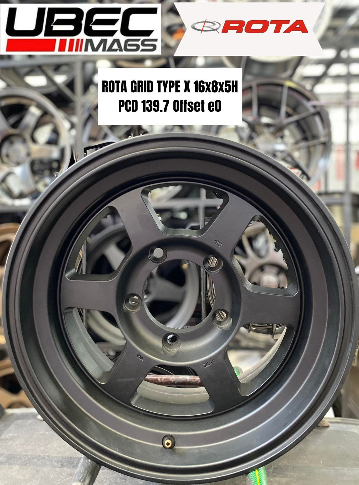 ROTA GRID TYPE X 16x8x5H/139.7 Flat Black – UbecMags